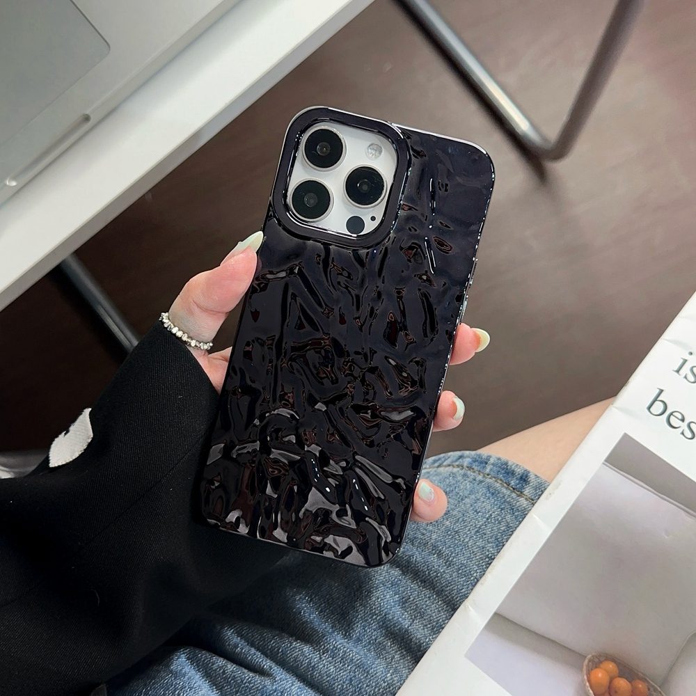 Bright Silver Tin Foil 3D Pleats Phone Case For iPhone 17 16 15 14 12 ...