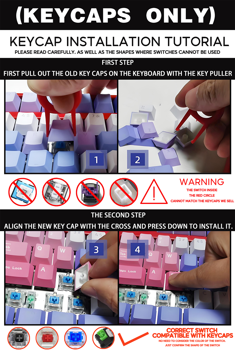 Wind and Clouds Keycaps 147Keys/Set Black/White PBT-Japanese Cherry ...