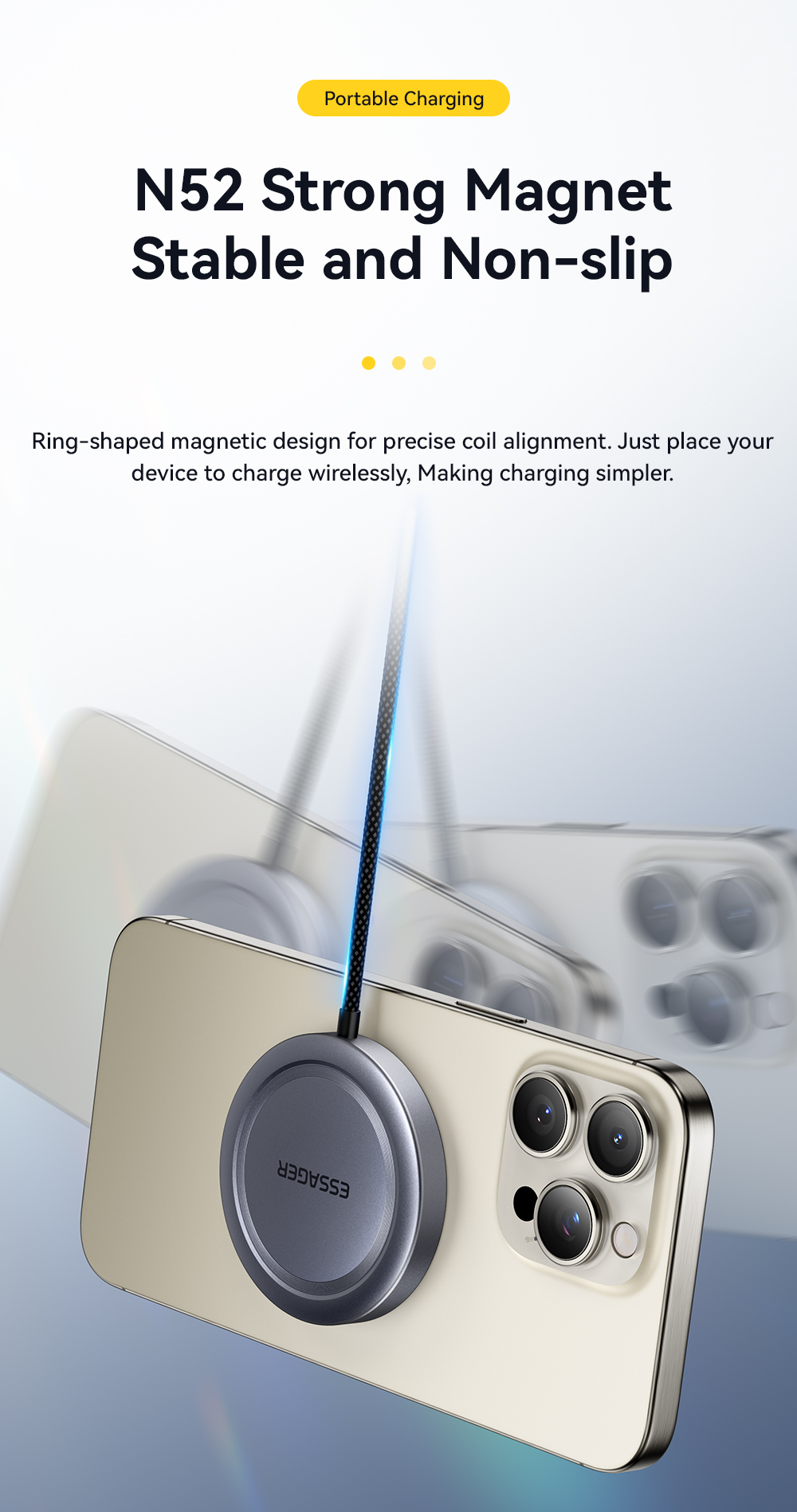 ESSAGER 15W Qi2 Aluminum Alloy Magnetic Wireless fast charging Charger ...