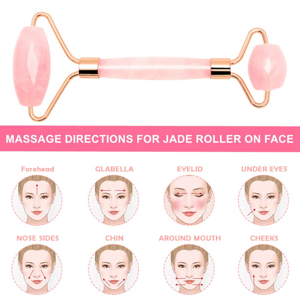 [Ready Stock]100% Legit Rose Quartz Facial Jade Roller and Guasha Jade ...