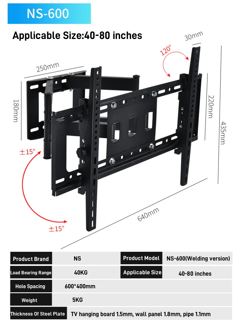 【SG READY STOCK】Universal Wall Mounted TV Bracket 32-85 Inch 6 Arms ...
