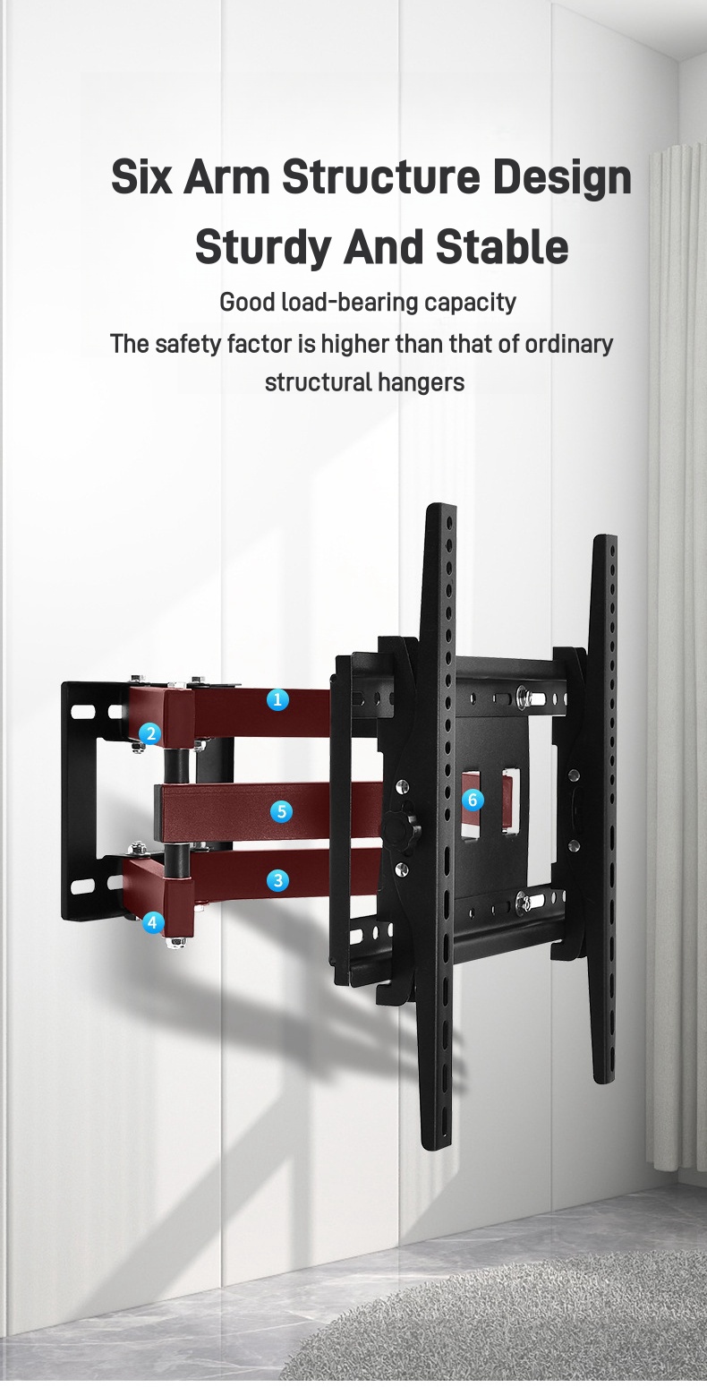【SG READY STOCK】Universal Wall Mounted TV Bracket 32-85 Inch 6 Arms ...