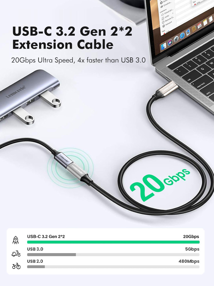 Lemorele USB C Extension Cable Type C Male To Female Extender 240W 5A ...