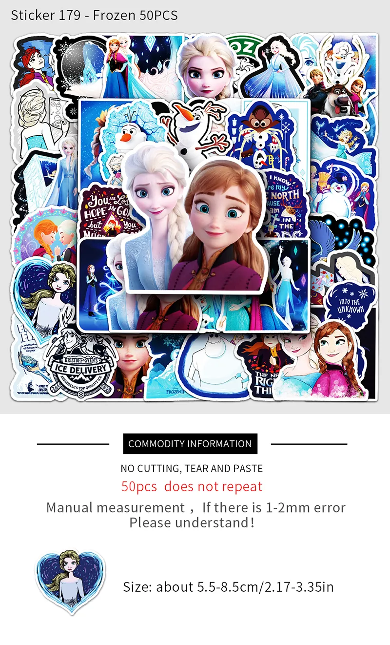 50PCS Disney Frozen Anna Elsa Movie Stickers Laptop Motorcycle Cute ...