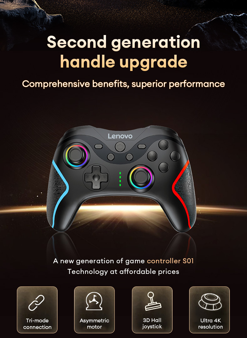 Lenovo S01 Bluetooth Controller Wireless Gamepad Controller For Computer Laptop Android TV BOX ...
