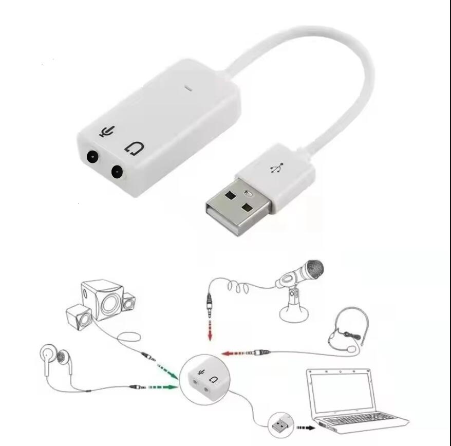 USB External Audio Adapter Sound Card with 3.5mm Mic and Headset Jacks ...