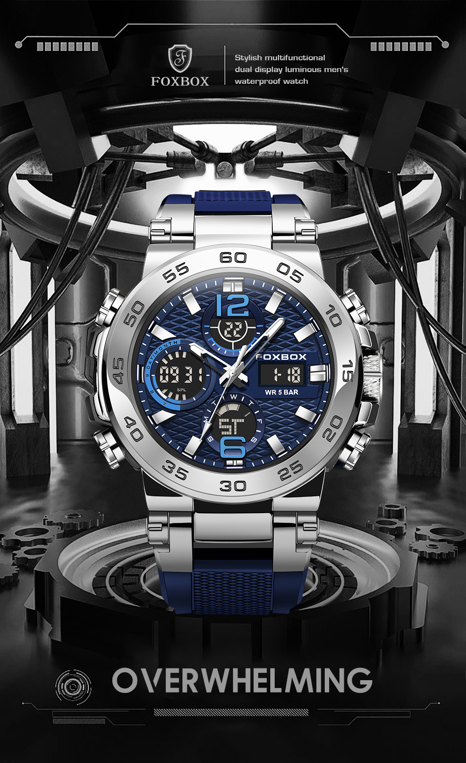 FOXBOX Watch original For Men LED Waterproof Sport Electronic Luminous ...