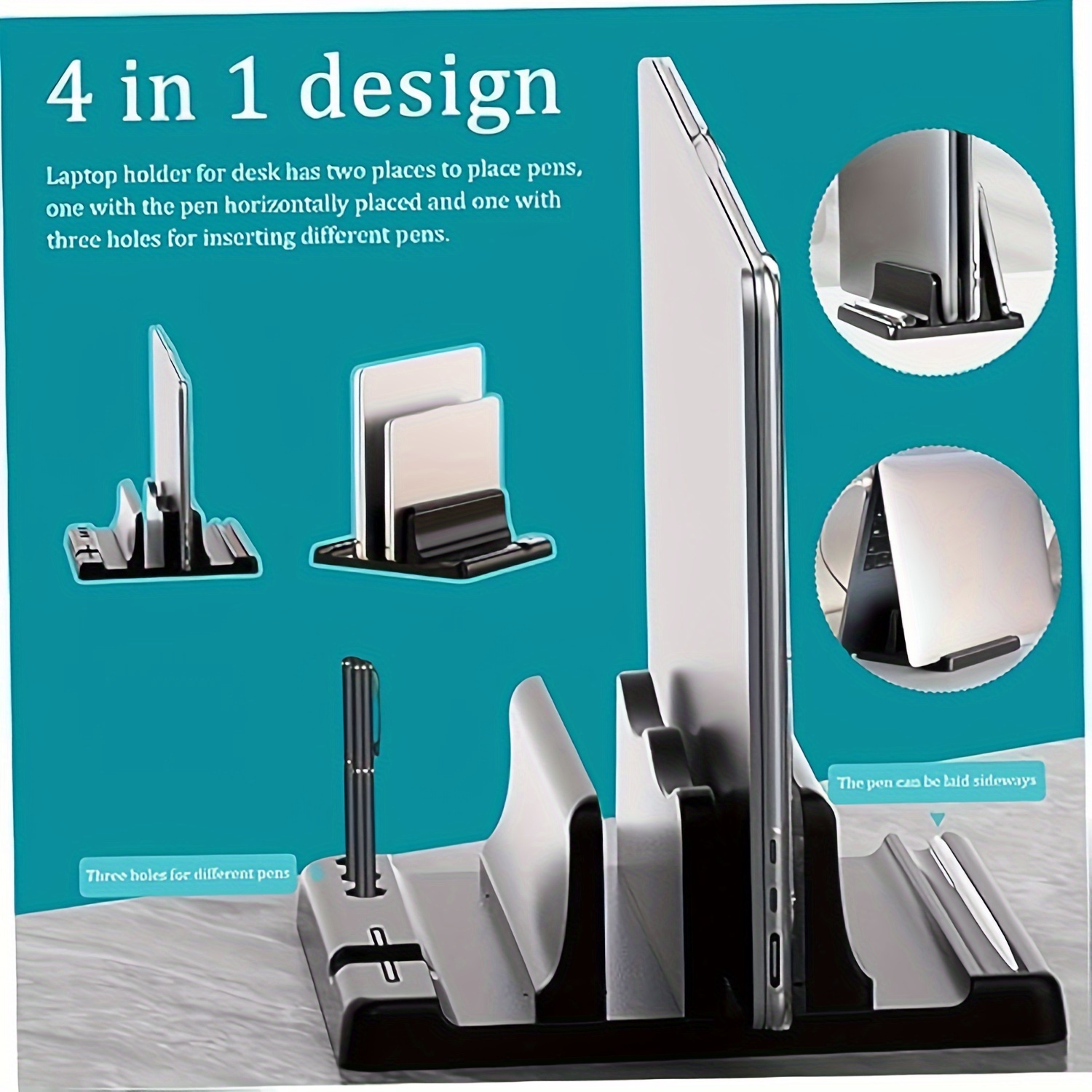 Vertical Laptop Stand for Desk, Dual Slots Plastic Laptop Holder with ...