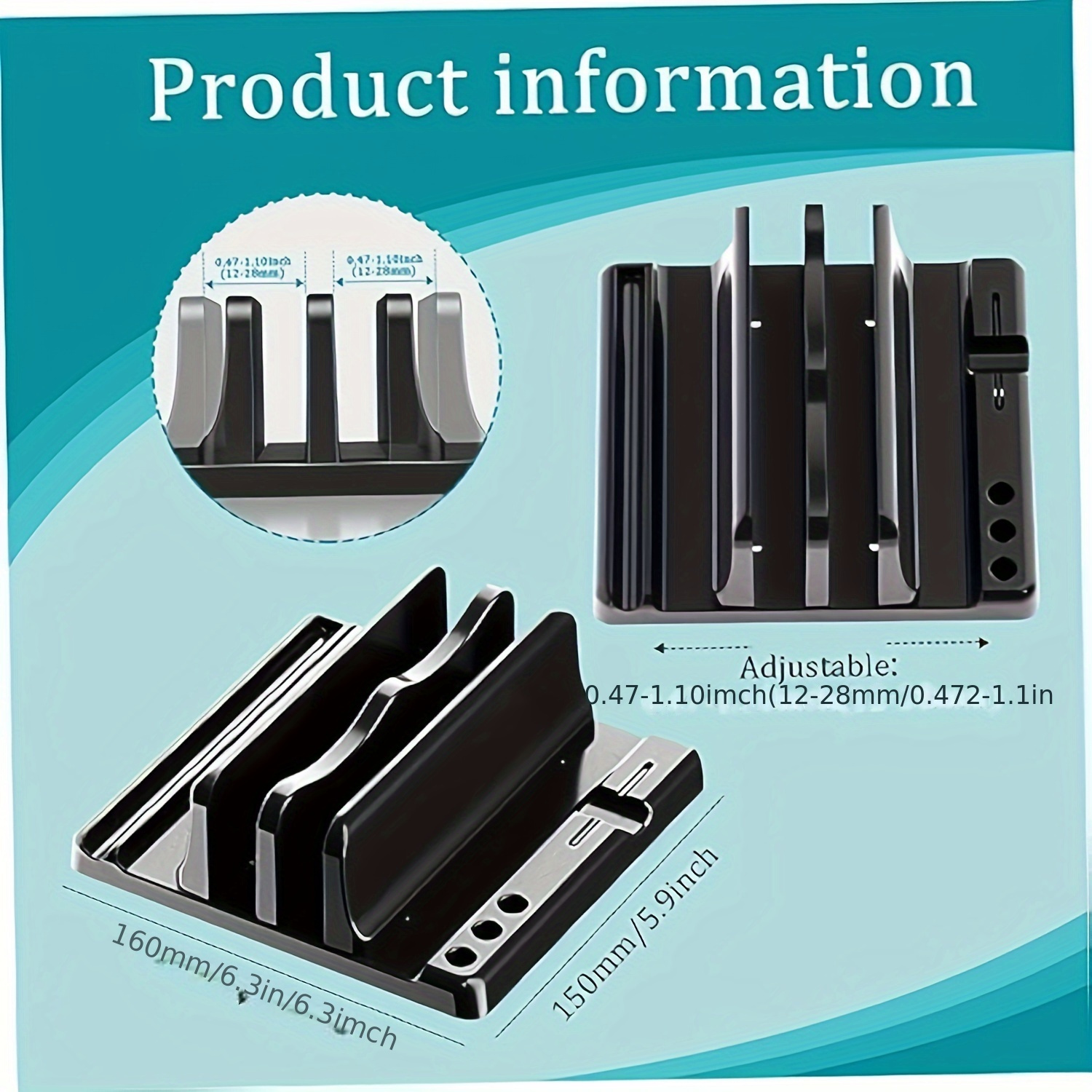 Vertical Laptop Stand for Desk, Dual Slots Plastic Laptop Holder with ...