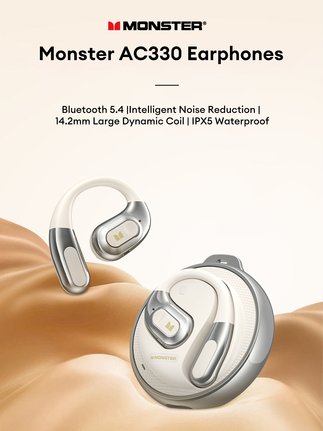 Monster AC330 Bluetooth Earphone HIFI Sound Quality Smart Touch Noise ...