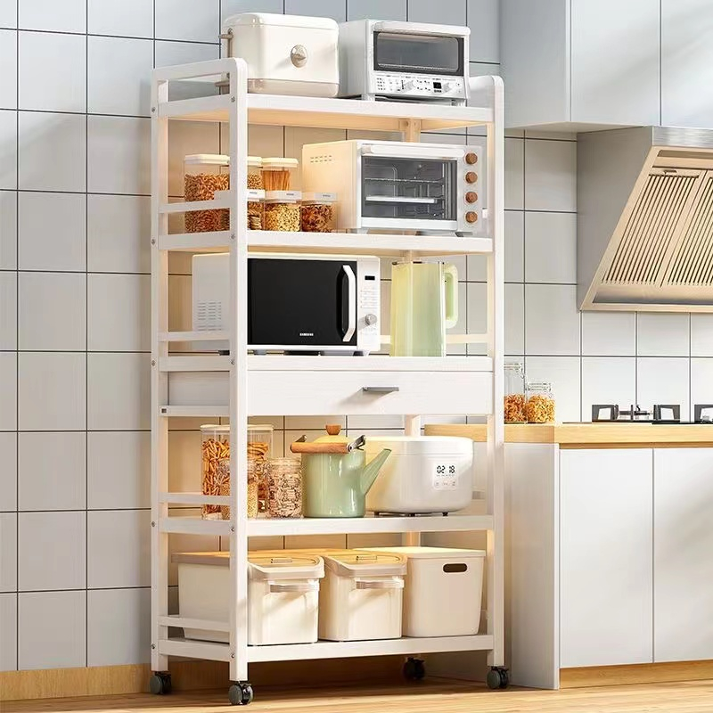 Movable White Kitchen Rack Shelf Antirust Metal Drawer Rack Antirust ...