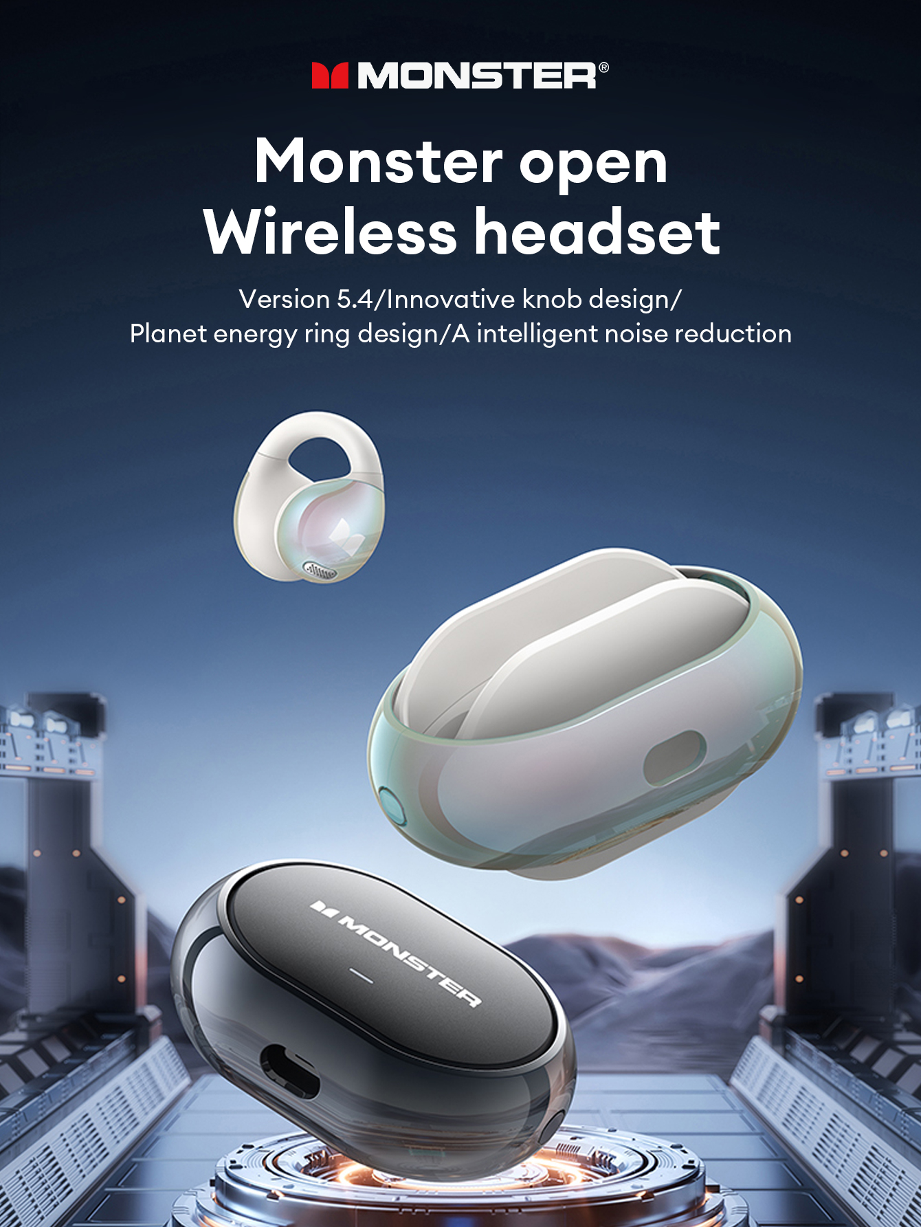 Monster AC600 Open Ear Bone Conduction Wireless Noise-Cancelling ...