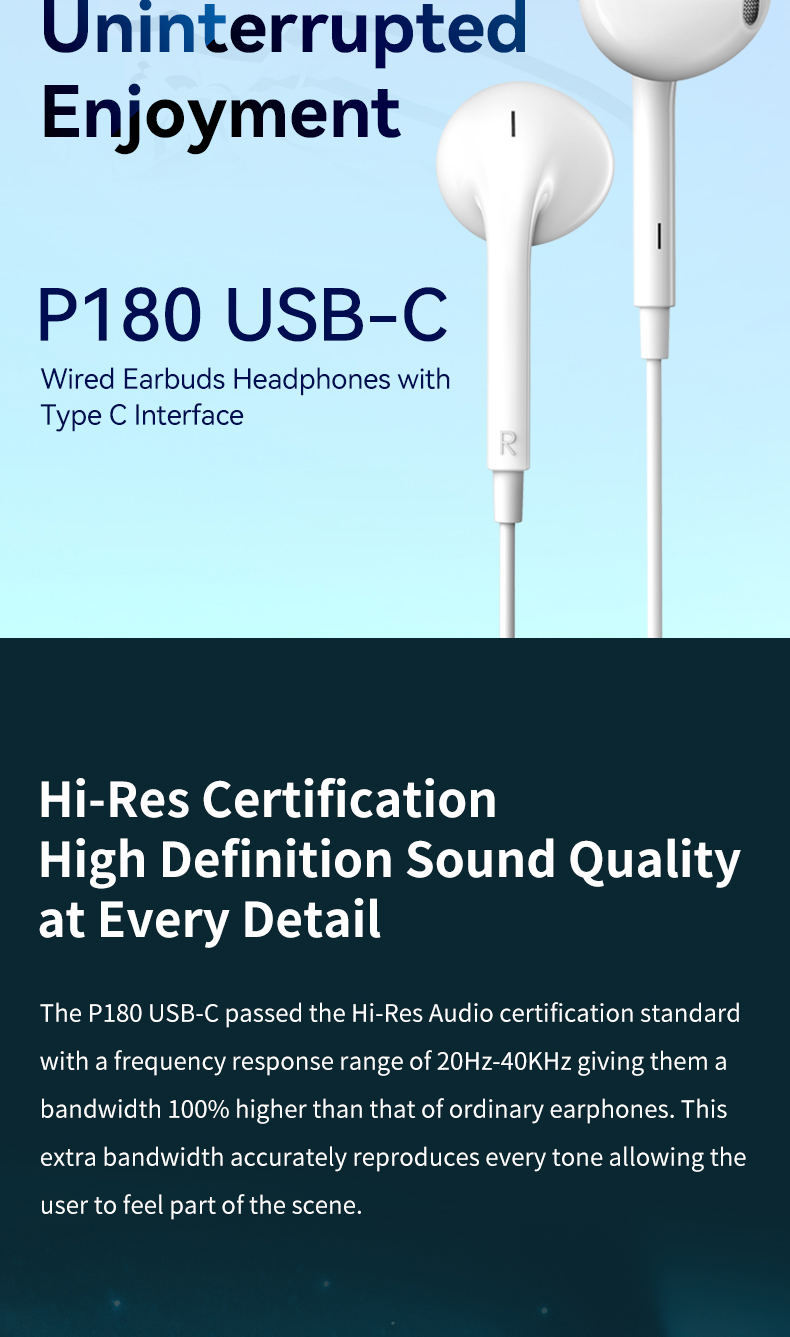 Edifier P180 USB-C/P180 PLUS Half in-ear Earphone Hi-Res Audio Build-in ...