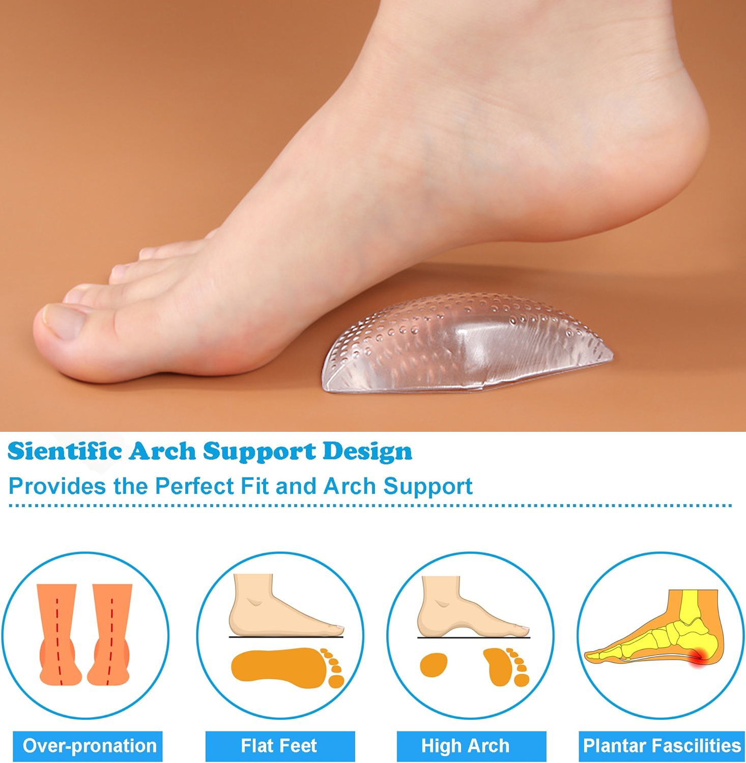 Gel Arch Support Cushions for Men and Women Reusable Insoles for Flat ...