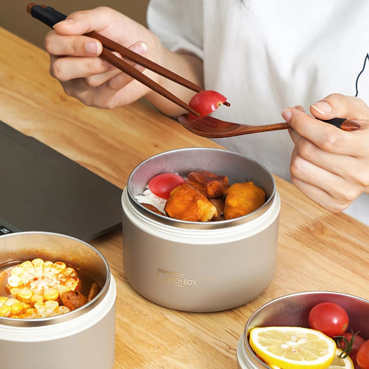 Insulated Lunch Container Box 304 Stainless Steel Sealed Multifunction ...
