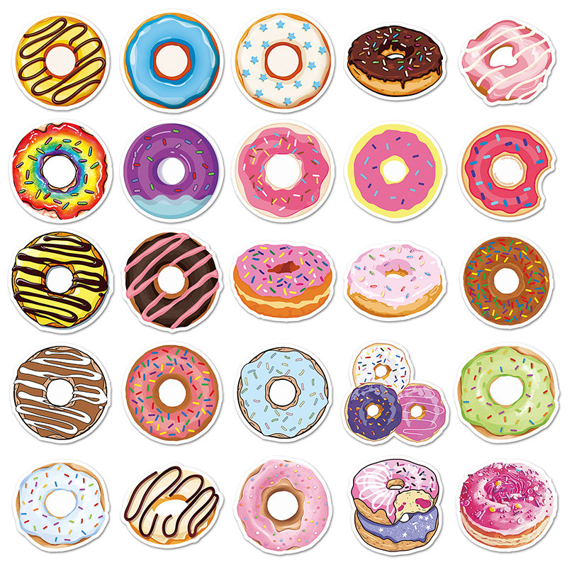 50pcs Food Donut Stickers DIY Skateboard Laptop Luggage Bike Motorcycle ...