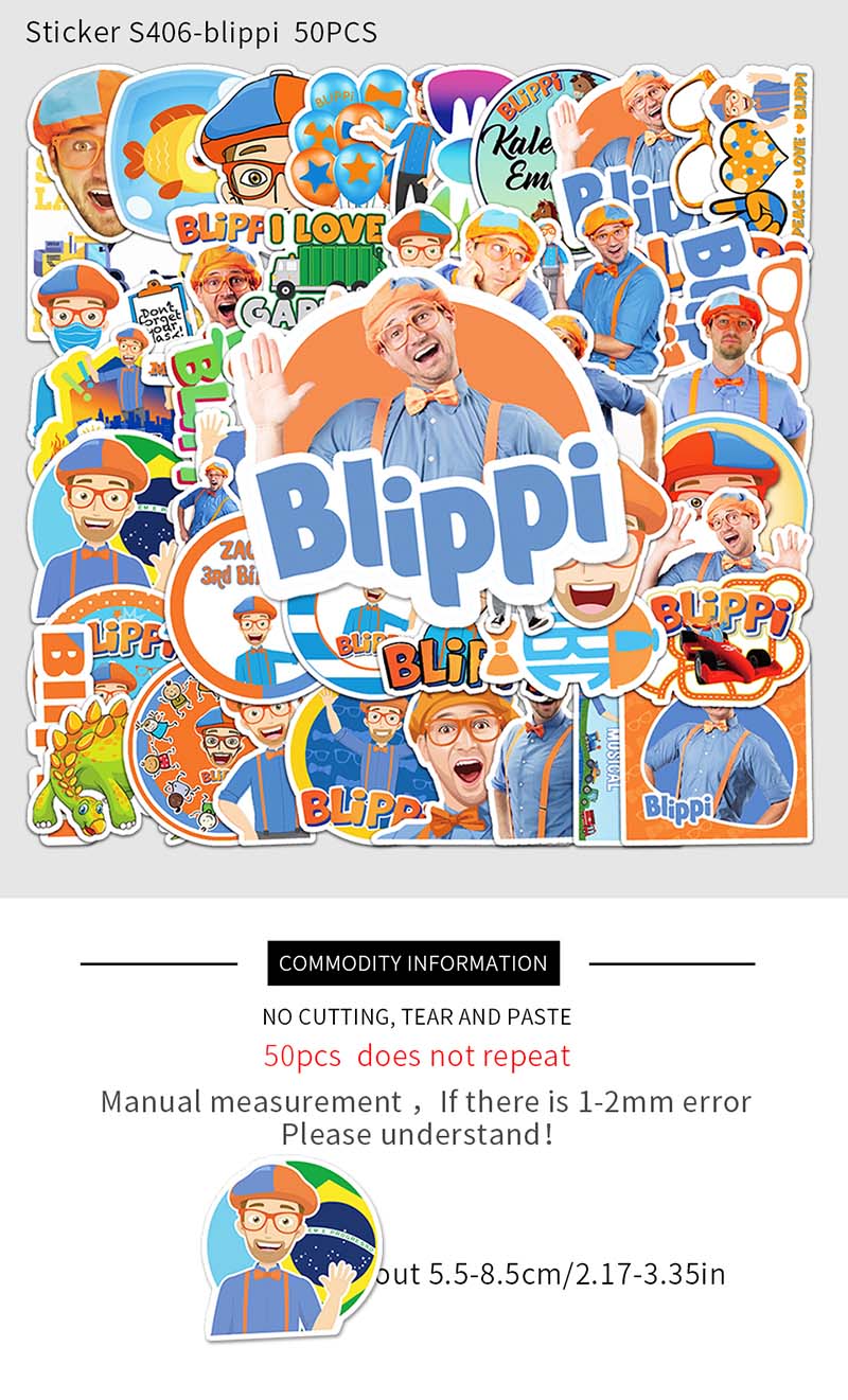 50PCS Blippi Sticker Computer Luggage Guitar Notebook Decoration ...