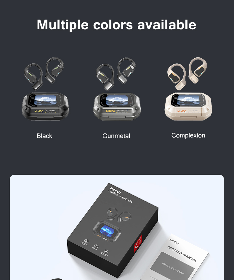 MINISO M98 Wireless Earphones Bluetooth 5.4 With LED Touch Screen ...