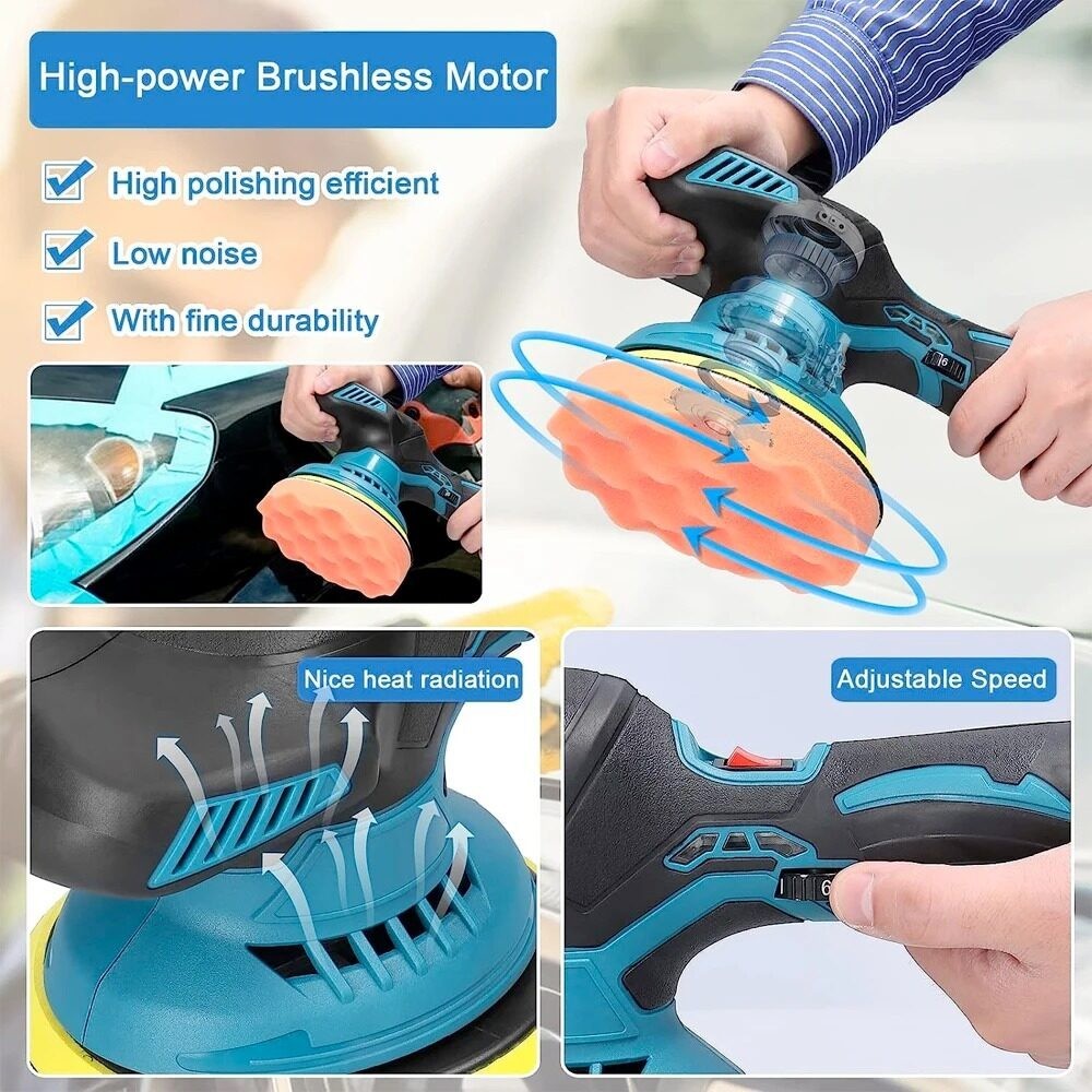 5500RPM 6Speed Electric car polishing machine Cordless Buffer Polisher ...