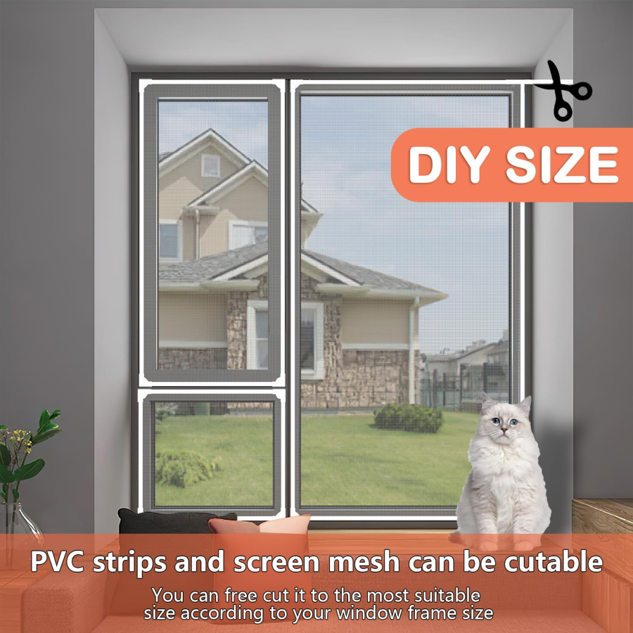 DIY Mosquito Net Window Magnetic Screen Mesh Adjustable Insect Net for Window Cat Mesh Removable ...