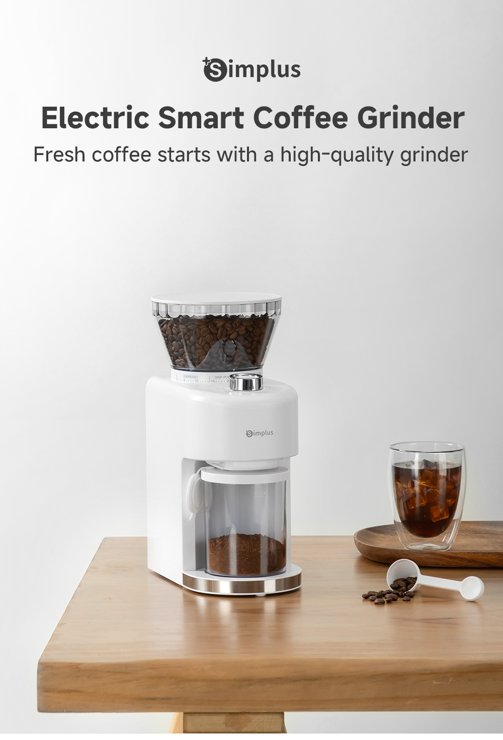 Simplus Electric Coffee Bean Grinder | 35 Grind Settings | Household ...