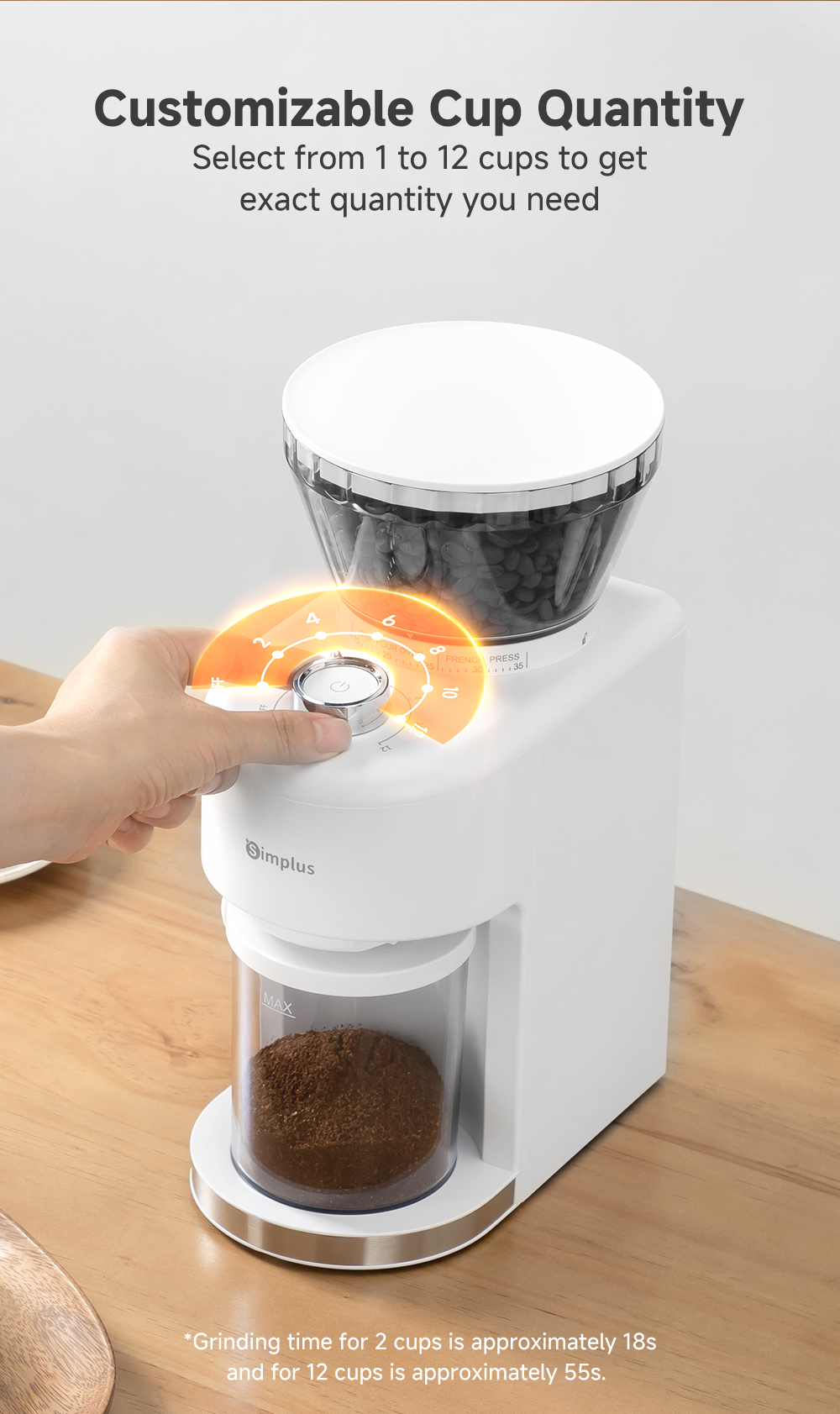 Simplus Electric Coffee Bean Grinder | 35 Grind Settings | Household ...