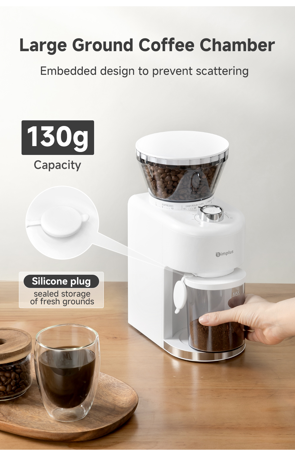 Simplus Electric Coffee Bean Grinder | 35 Grind Settings | Household ...