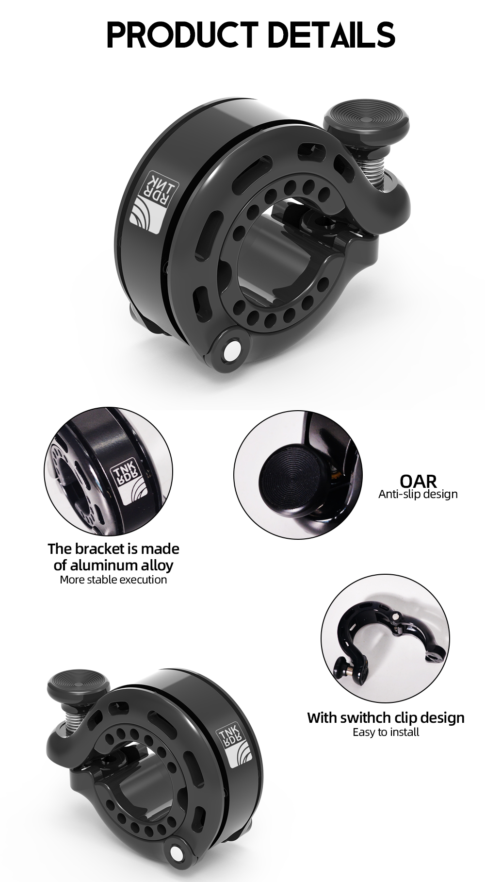 ThinkRider Upgrade Bicycle Bell 110dB Bell Loud Bicycle Horn Innovative ...