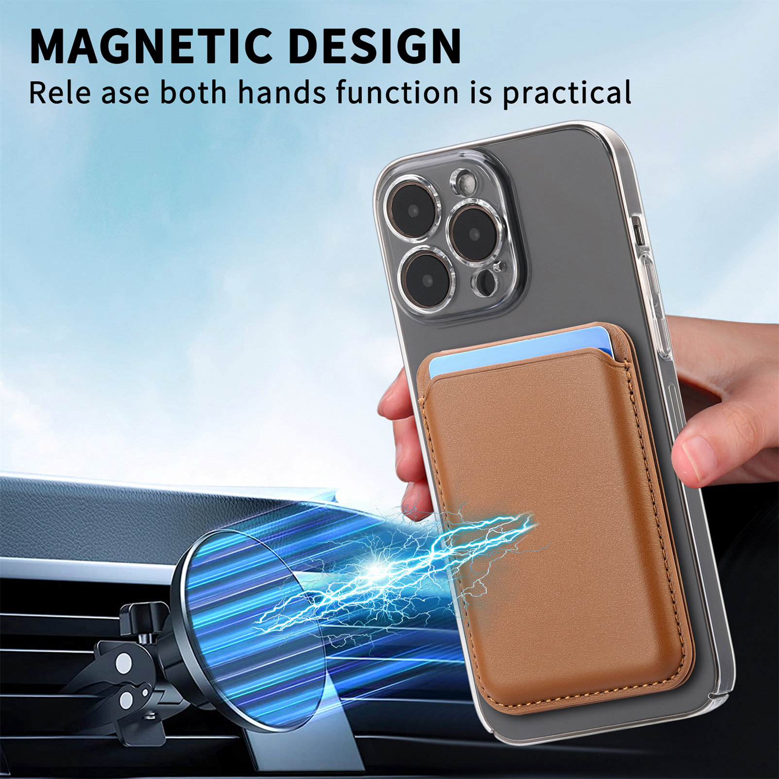 Fashion Leather Cell Phone Card Holder Mobile Phone Wallet Case Credit ...