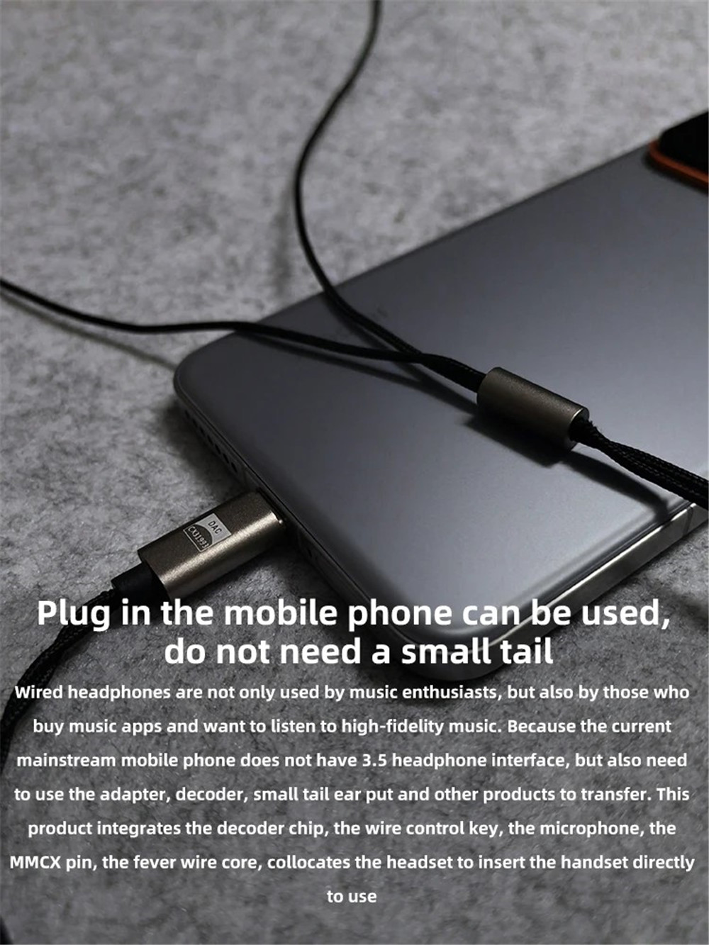 LUNSHENG Type C Earphone Upgrade Cable With Microphone MMCX Connector ...
