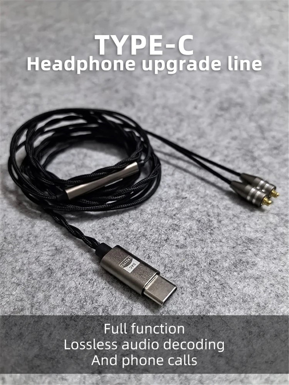 LUNSHENG Type C Earphone Upgrade Cable With Microphone MMCX Connector ...