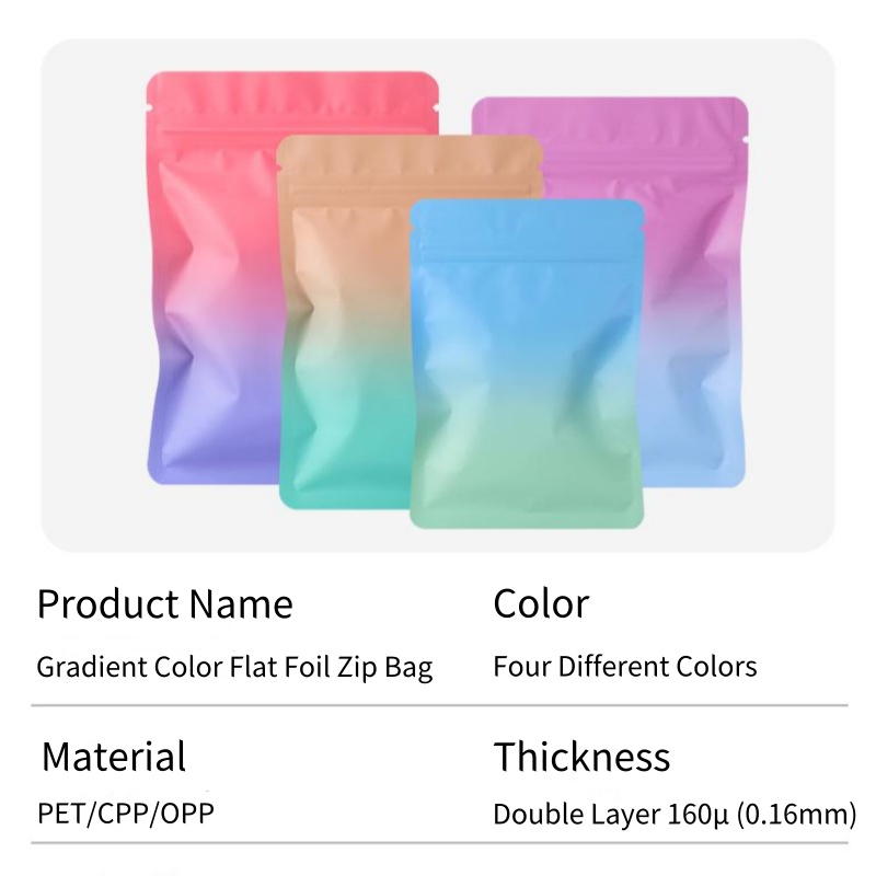50pcs Gradient Color Matte Foil Flat Pouch with Sealing Jewelry Bag ...
