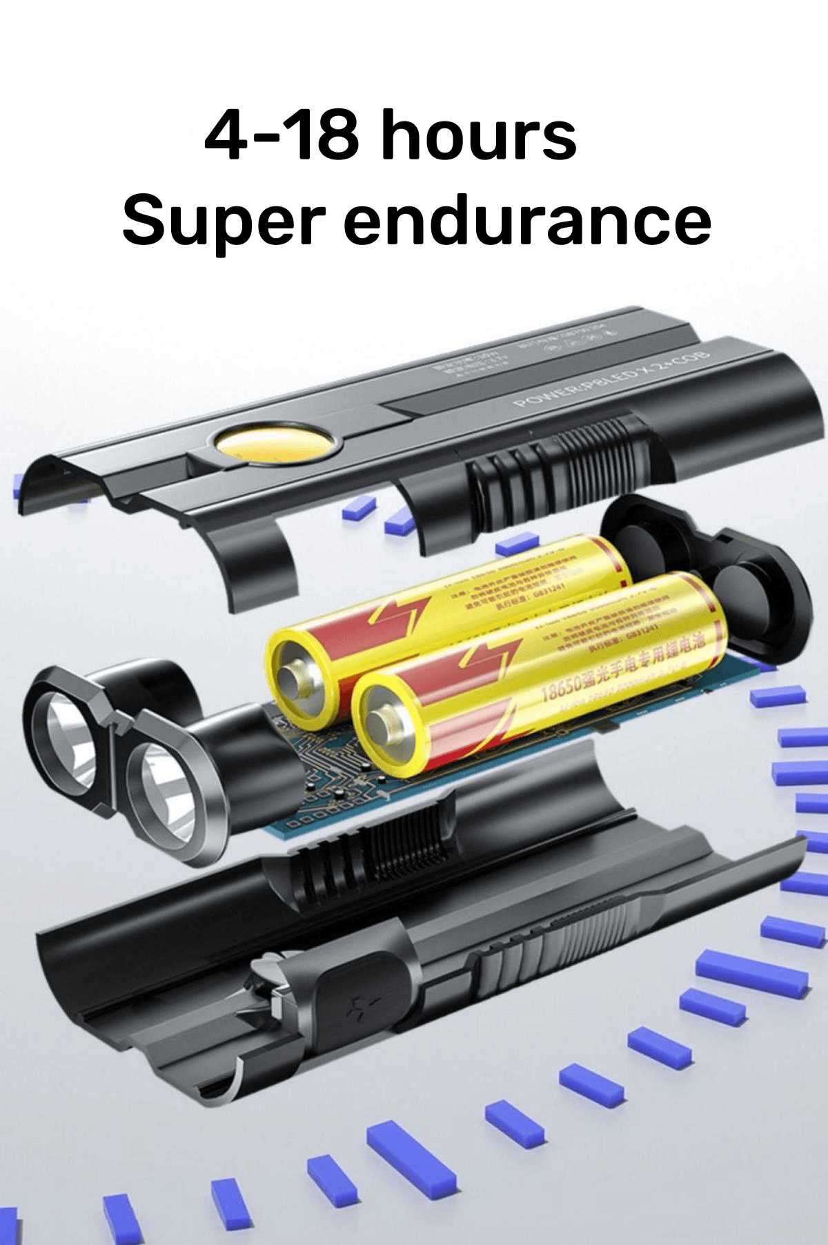 Warsun X608 LED Flashlight Super Bright Rechargeable COB Work Light ...