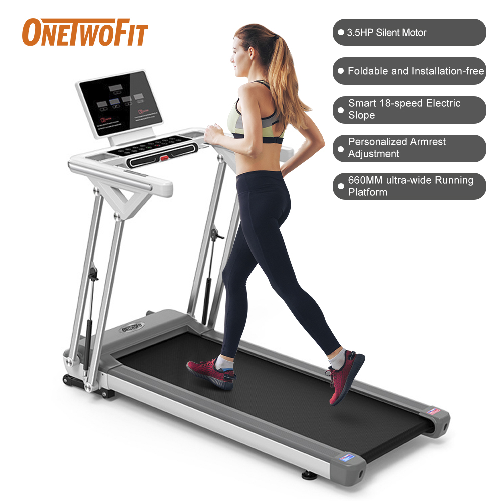 OneTwoFit Treadmill 3.5HP Foldable Treadmill 18-speed Adjustment Slope ...