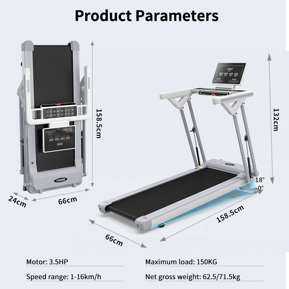 OneTwoFit Treadmill 3.5HP Foldable Treadmill 18-speed Adjustment Slope ...