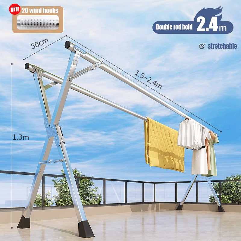 SG Floor-standing clothes drying rack Stainless steel floor folding X ...