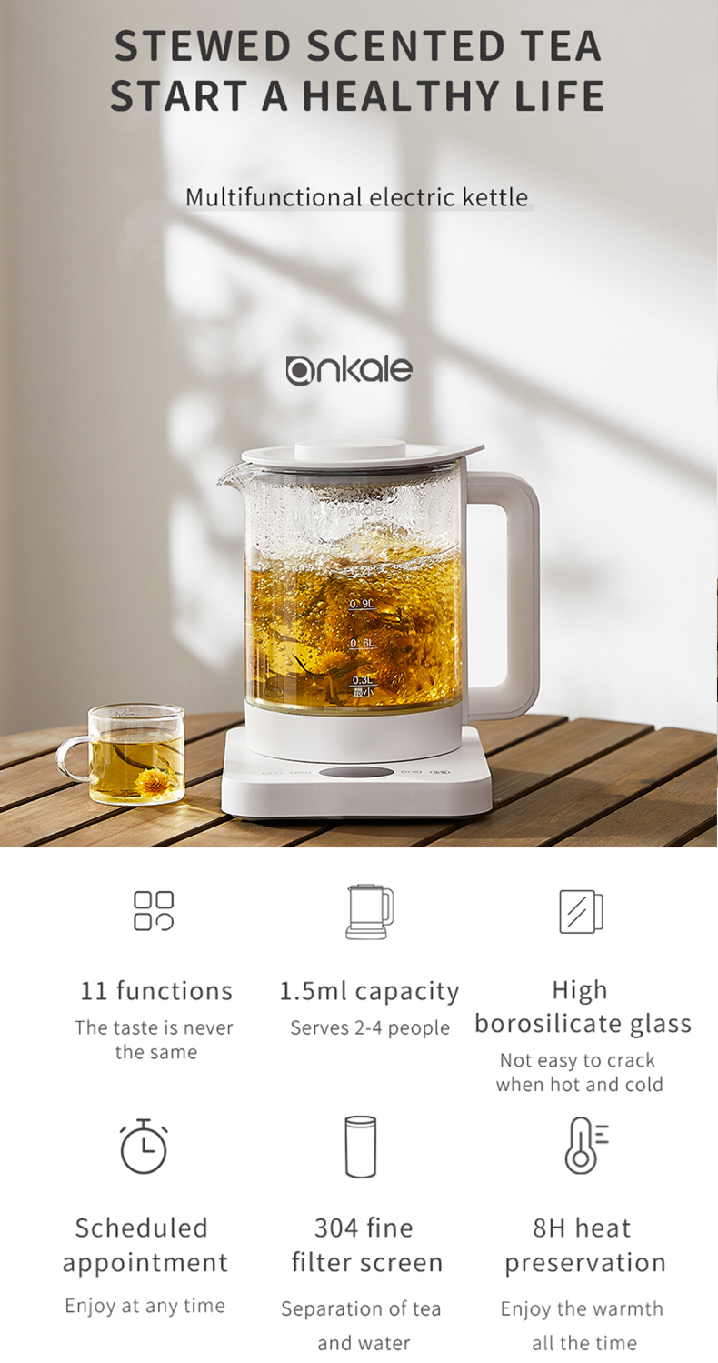 Hot Selling Ankale Digital Glass Kettle Intelligent Small Home Appliance Health Pot with Tea ...