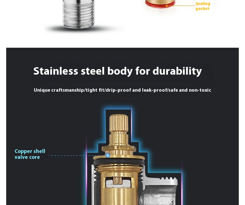 304 Stainless Steel Hot and Cold Water Angle Valve Household Extended ...
