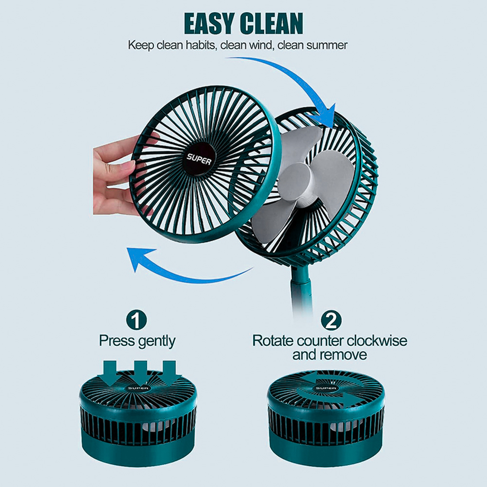 Portable Desktop Fan With Silent 3 Speed 500mAH And USB Power For Desks ...