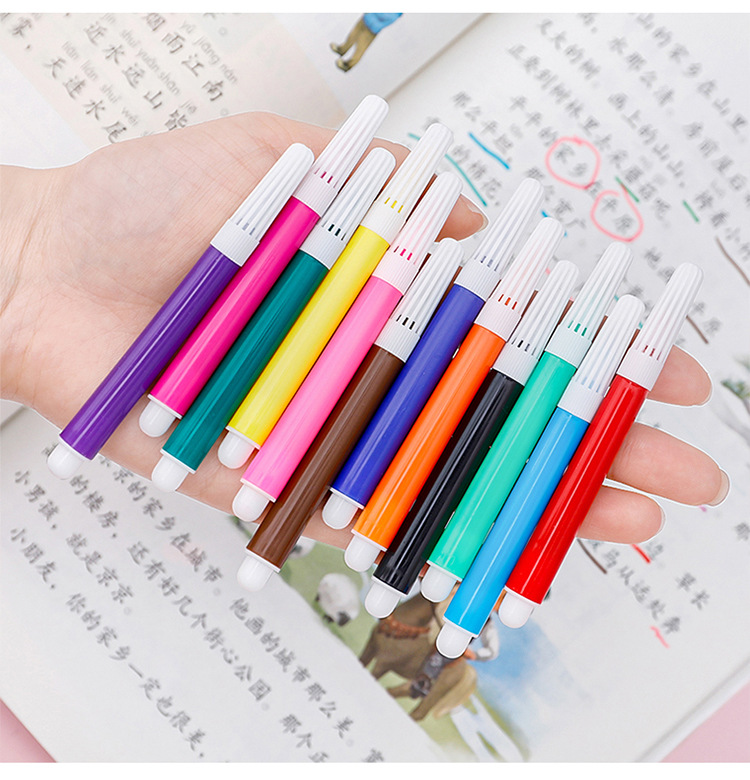 Mini Watercolor Pen 6 Colors 12 Colors Set Children Washable Watercolor ...