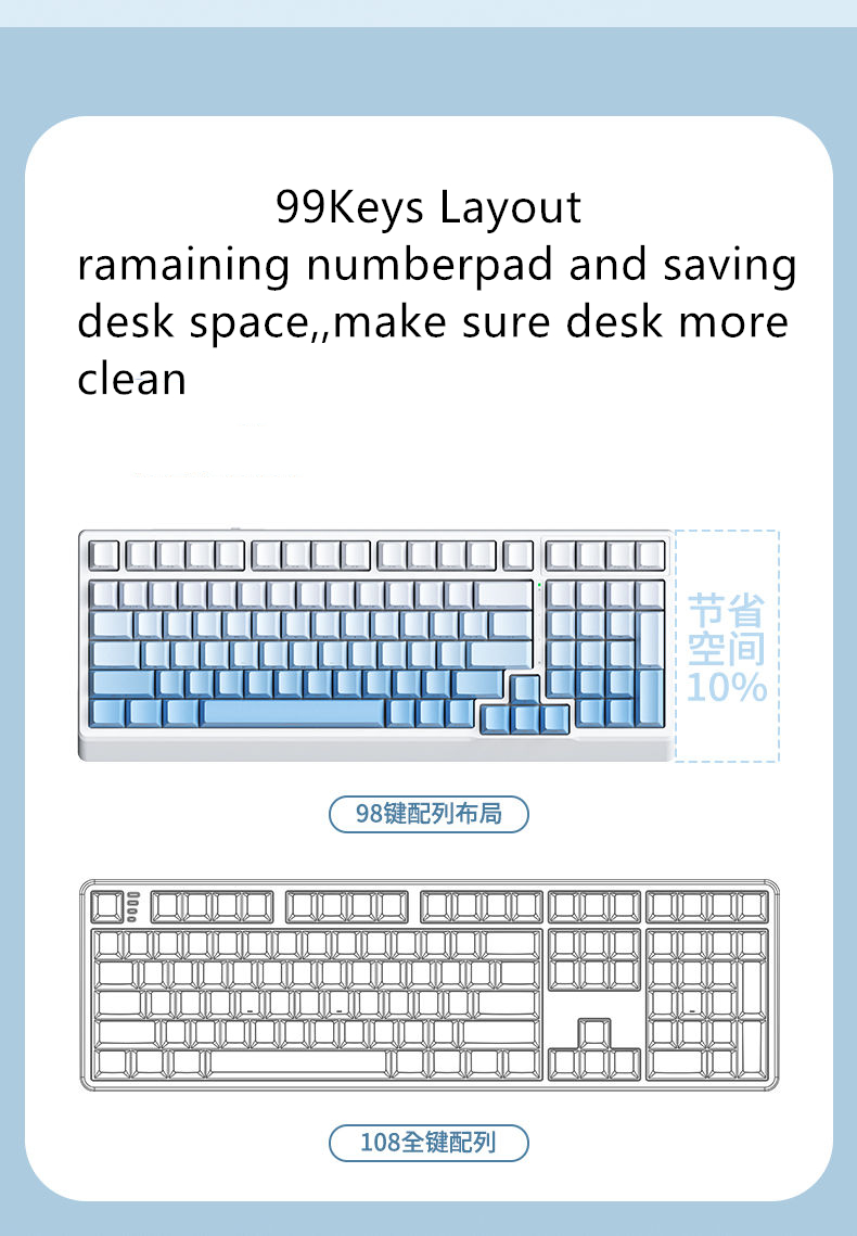 YG98 RGB Customized Mechanical Keyboard 99keys Full-key Hot Swappable ...
