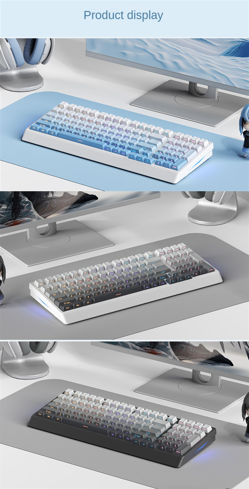 YG98 RGB Customized Mechanical Keyboard 99keys Full-key Hot Swappable ...