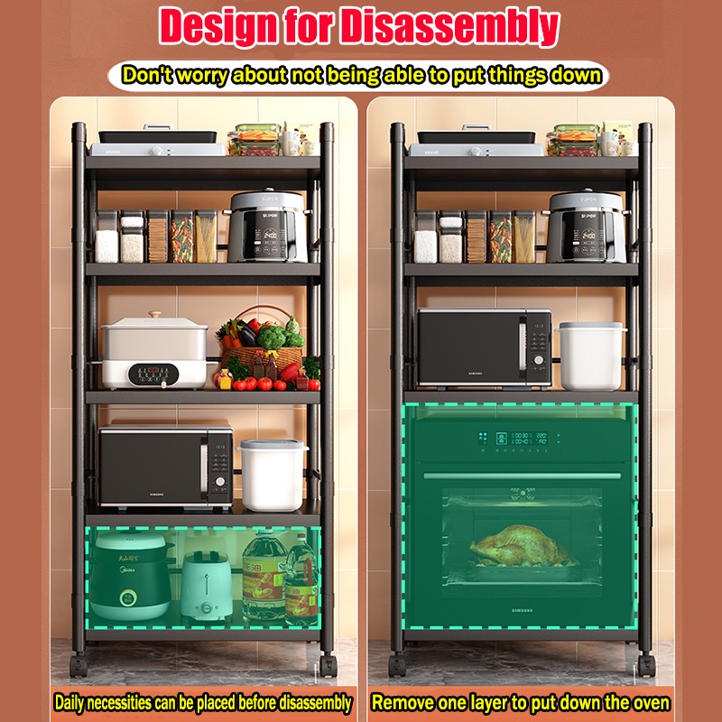 Upgraded Movable Metal Storage Rack Shelf / Kitchen Rack Slit Rack ...