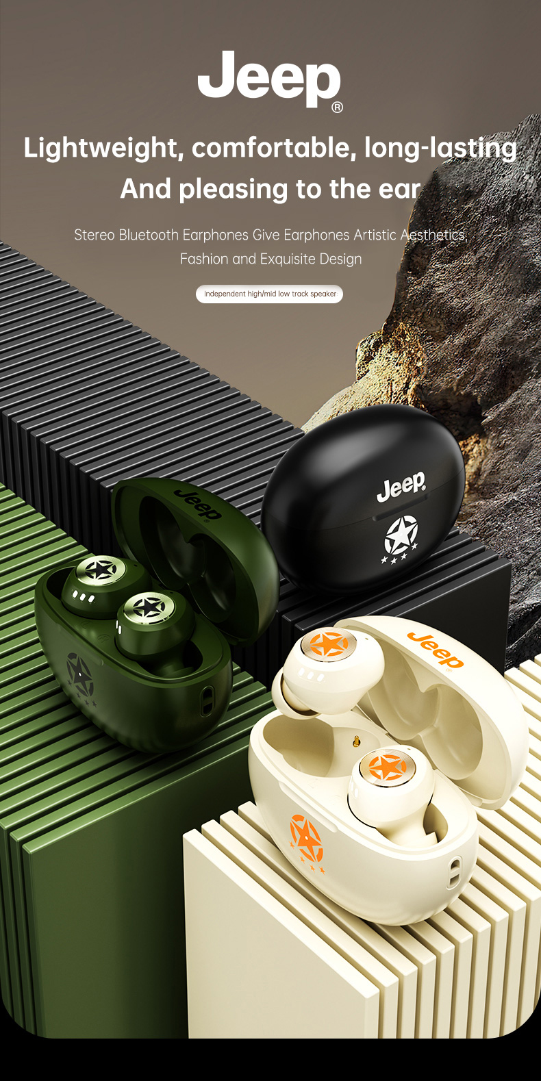 Jeep EW112 Bluetooth 5.4 Wireless Earbuds Waterproof Noise Cancelling ...