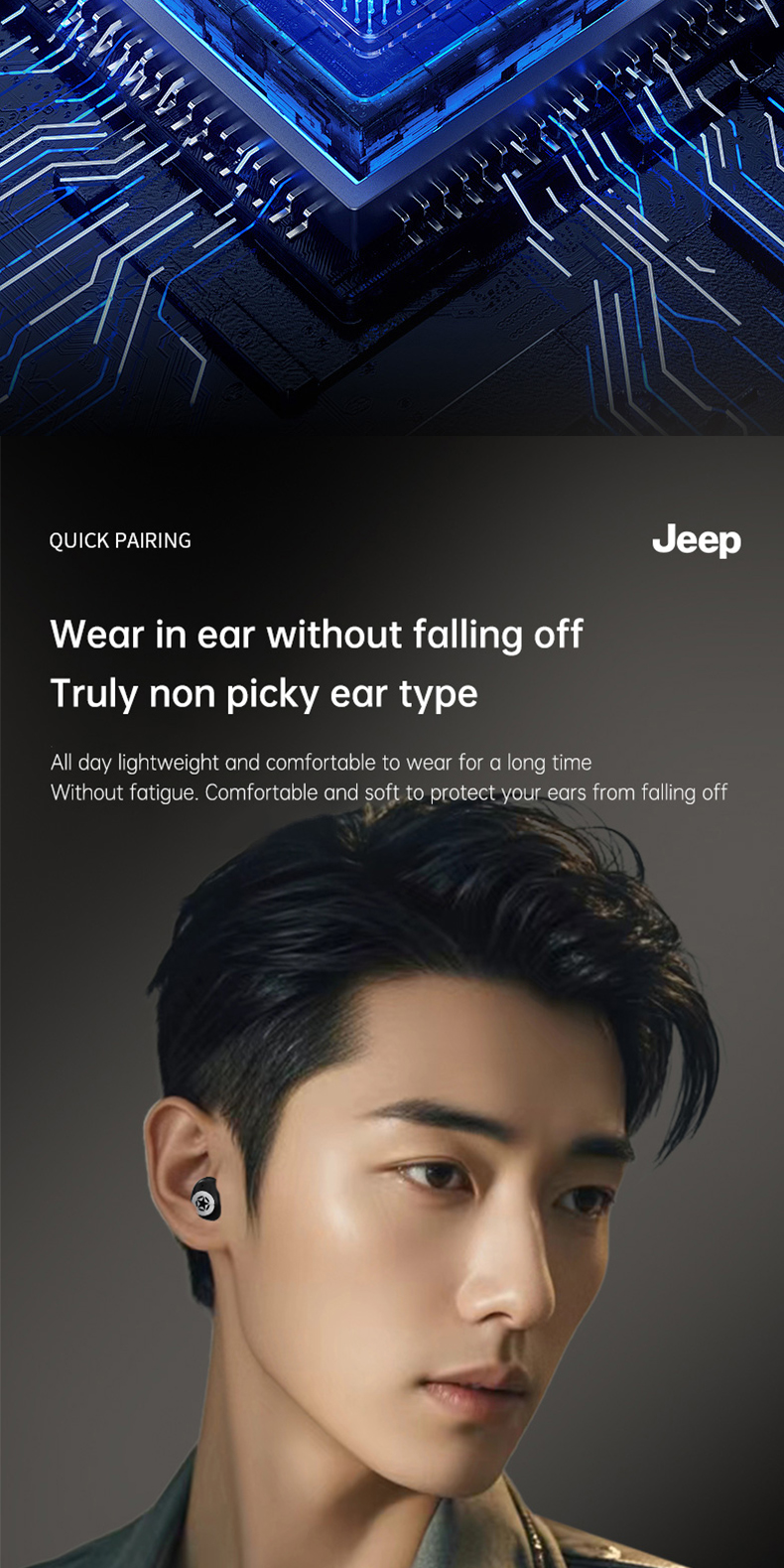 Jeep EW112 Bluetooth 5.4 Wireless Earbuds Waterproof Noise Cancelling ...