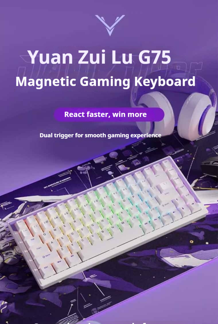 DrunkDeer G75 wired adjustable key travel magnetic axis gaming keyboard, intelligent 8K sensor ...