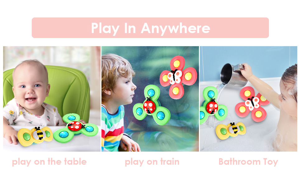 【🇸🇬 READY STOCK】3 Pcs Suction Cup Spinning Toy Baby Bath Toy Fingertip ...