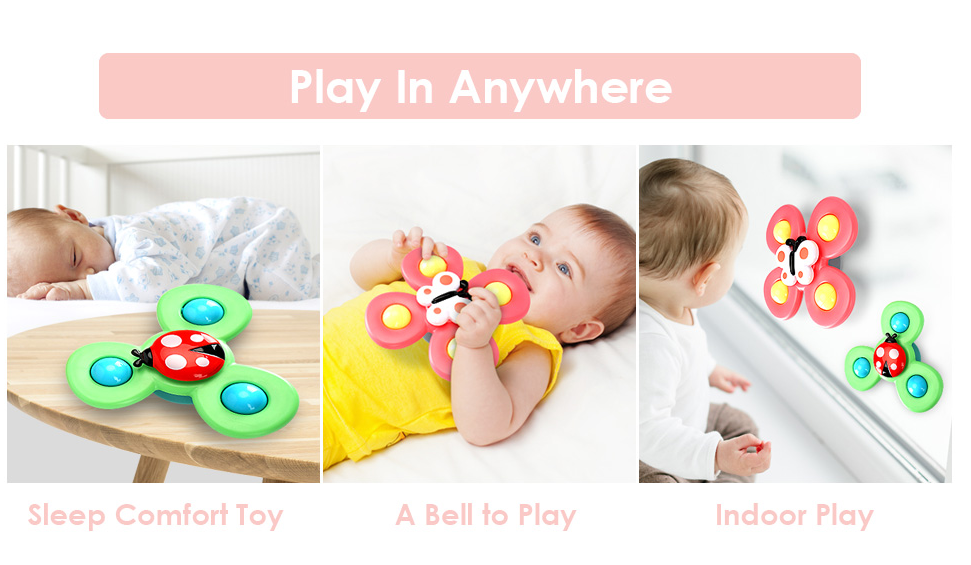 【🇸🇬 READY STOCK】3 Pcs Suction Cup Spinning Toy Baby Bath Toy Fingertip ...