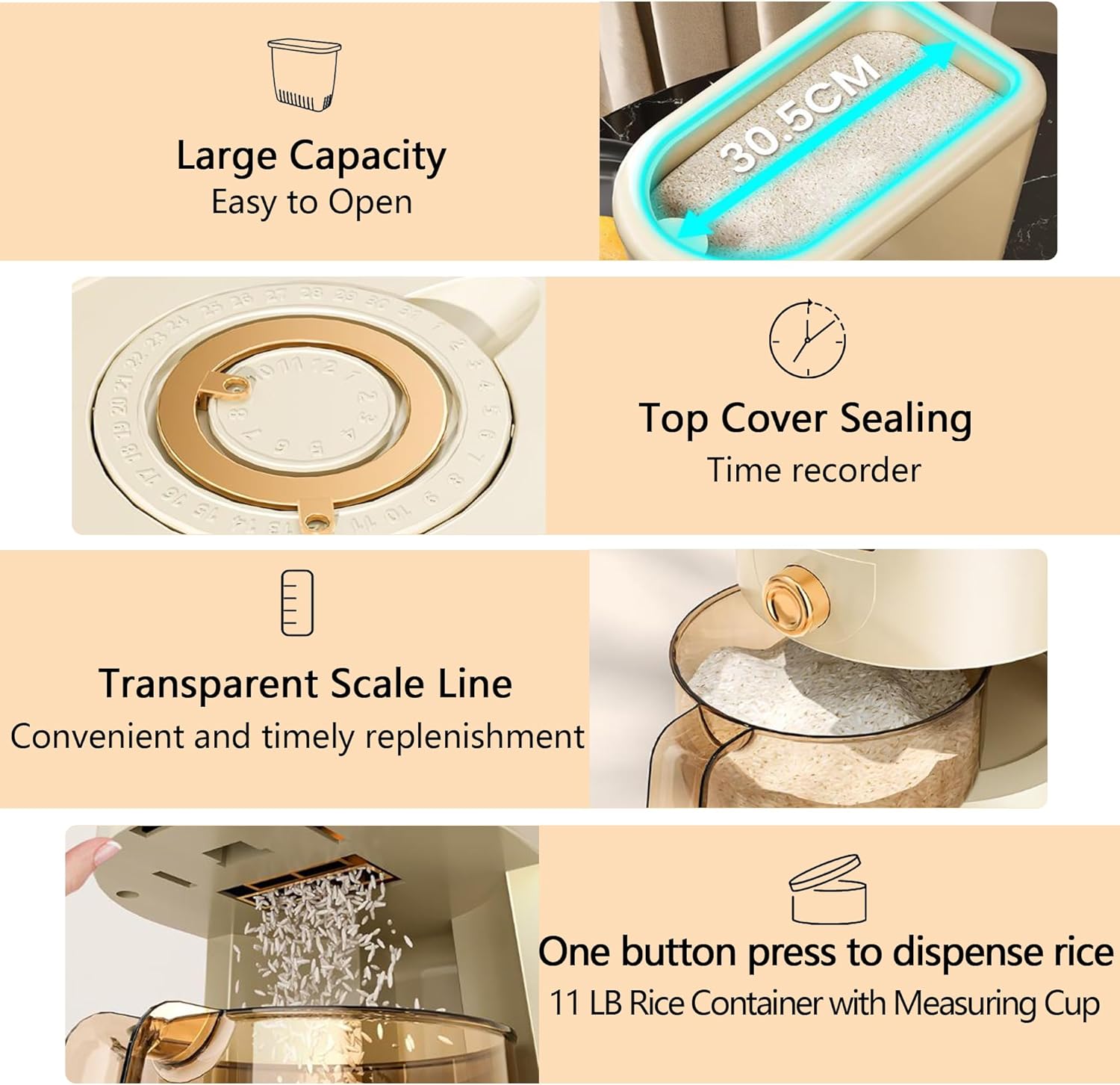 【SG READY STOCK】5/10KG Rice Storage Box Sealed Rice Dispenser Large ...