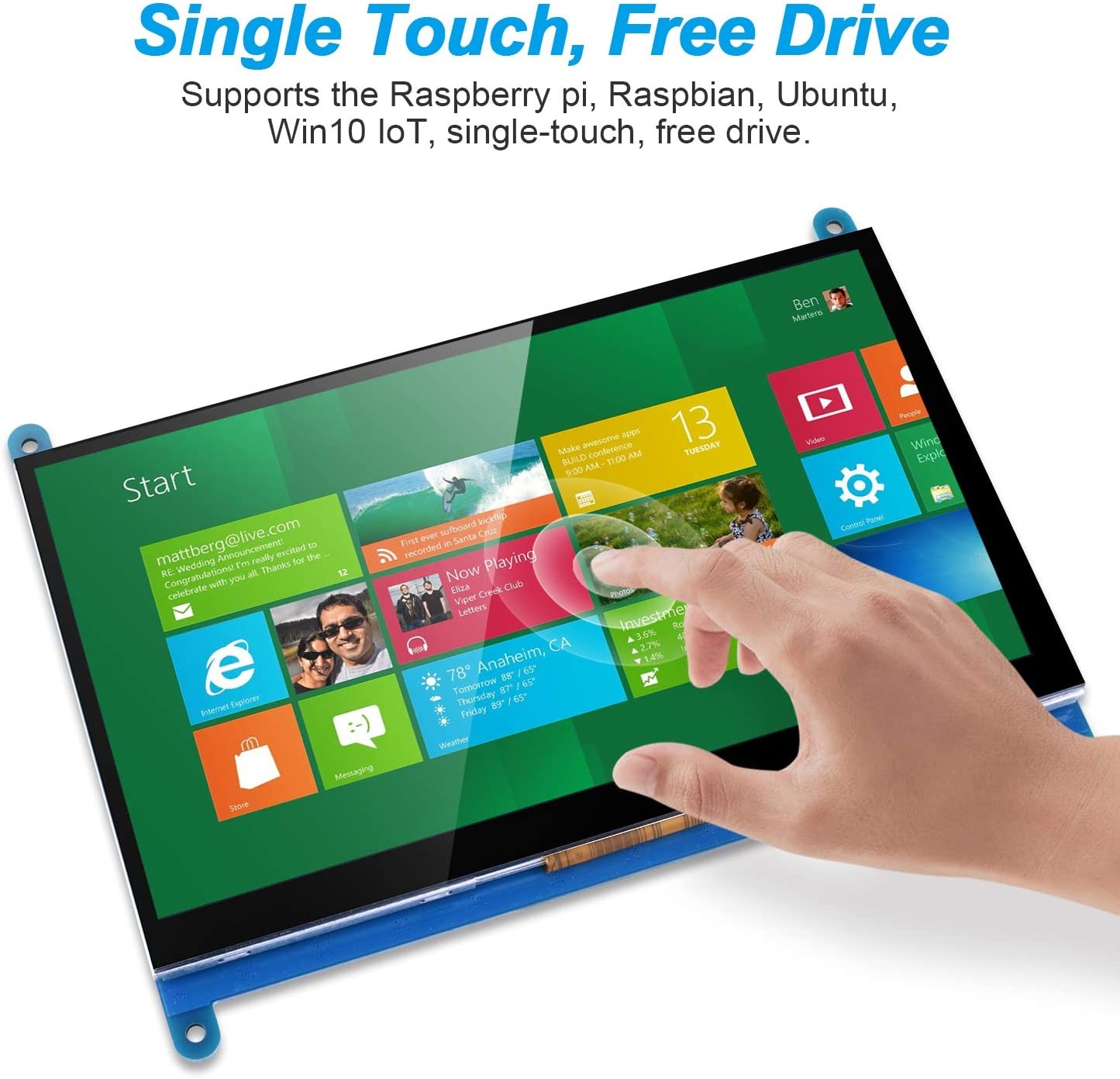 7 Inch LCD DIY HDMI Display Screen 1024x600 Ultra HD Display Screen Capacitive Touch Screen for ...